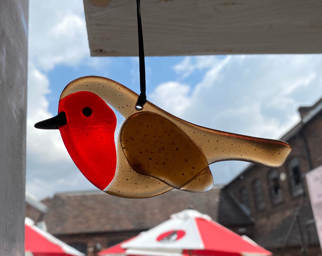 Fused Glass Robin Bright Colourful Glass Wall or Window - Etsy