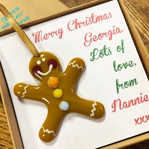 Fused Glass Christmas Gingerbread Man Decorations, Send a Hug Christmas ...