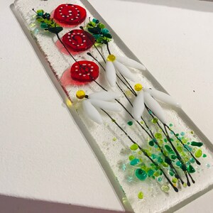 Fused Glass Flower Suncatcher, Poppy and Daisy Flowers in Red and Yellow. Handmade Gift - Etsy UK