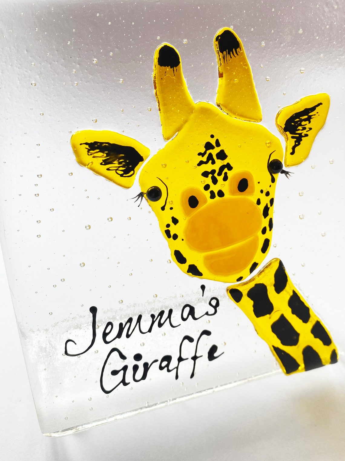 Fused Glass Giraffe, Handmade Suncatcher / Candle Screen. Unique ...