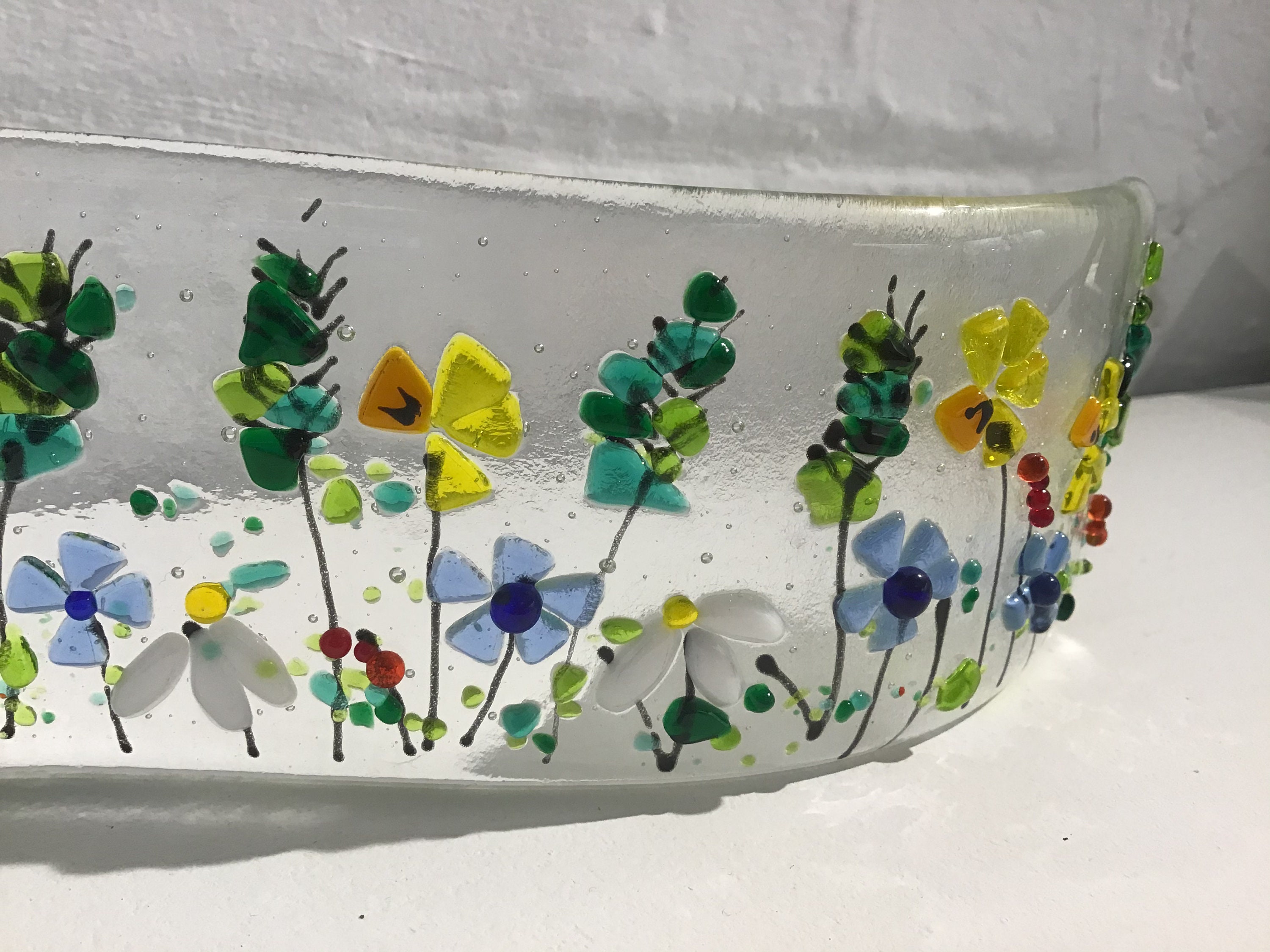 Handmade Fused Glass Spring Flower Suncatcher: Daffodil Candle Screen ...