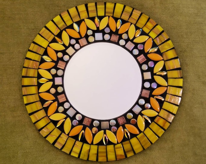 Round Mosaic Mirror Kit in Blues Make Your Own Mirror Craft - Etsy