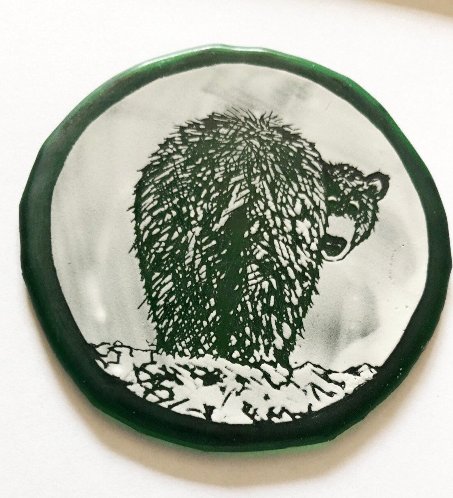 Handmade Fused Glass Bear Picture Bear Behind. Unique Gift - Etsy