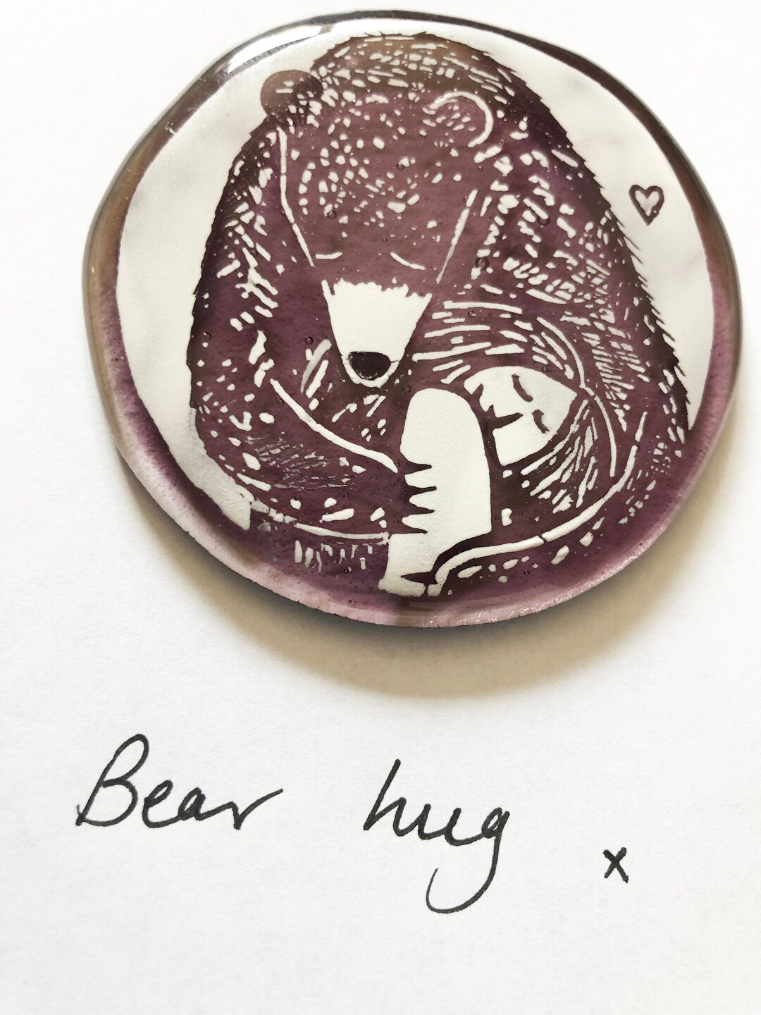 Handmade Fused Bear Picture, Bear Hug, Unique Gift, Wall Art, Bear Art ...