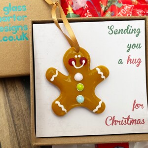 Fused Glass Christmas Gingerbread Man Decorations Send a Hug - Etsy UK