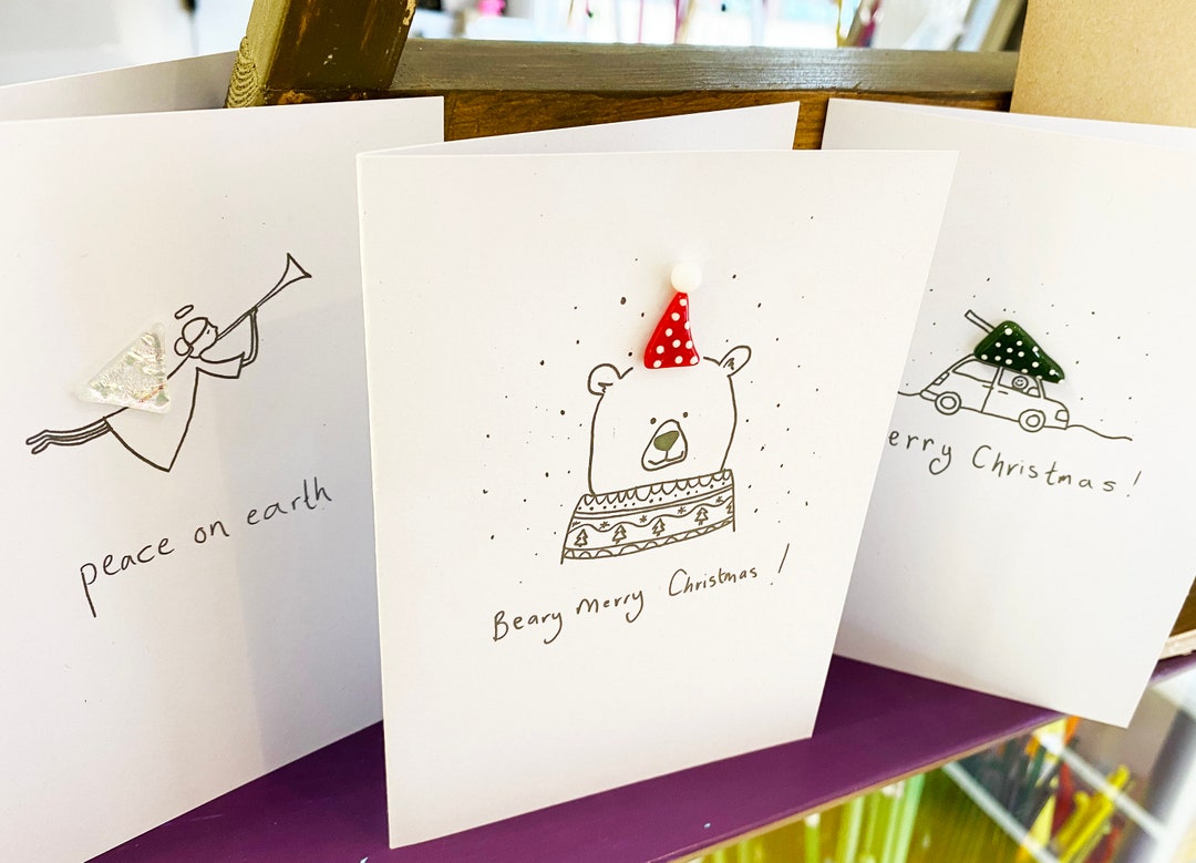 Fused Glass Christmas Cards: Handmade Recycled Card Pack - Etsy