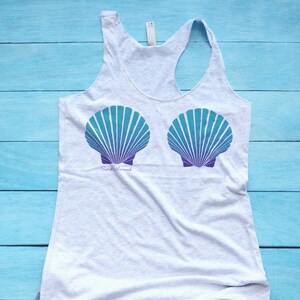 Mermaid Shirt, Sea Shell Bra Top, Mermaid Costume, Mermaid Bra Shirt ...