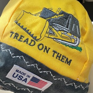 KILLDOZER -embroidered- Charcoal Gray and Yellow 100% Cotton - Made to Order- Reversible- Pre ...