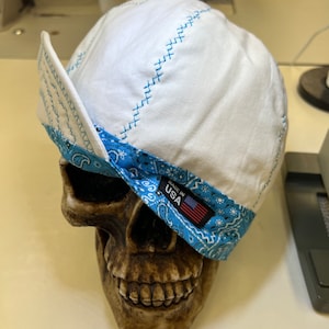 White Bandana Banders - Turquoise - Decorative Stitching Will Vary ...