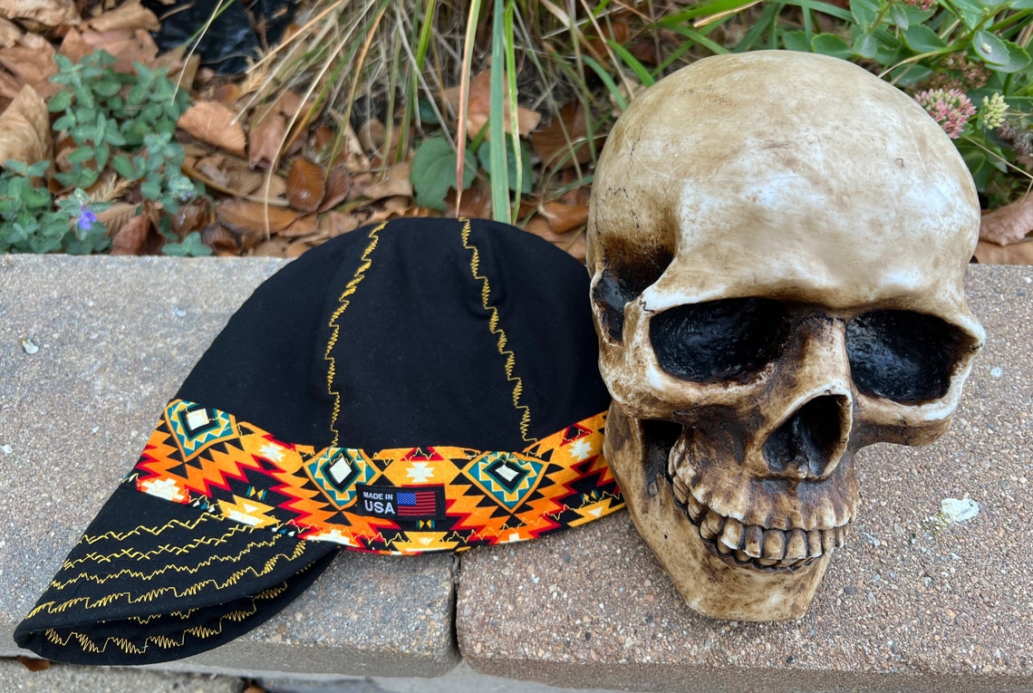 Ready to Ship 8 Tall Aztec BLACK Gold Decorative Stitching. Embroidery ...