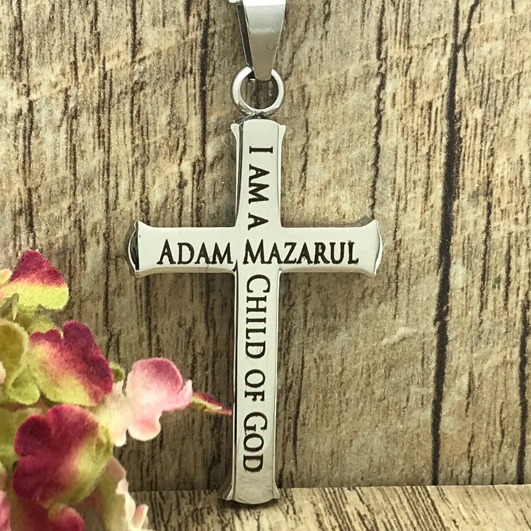 I Am a Child of God, Personalize Cross Necklace, Initial Cross Pendant ...