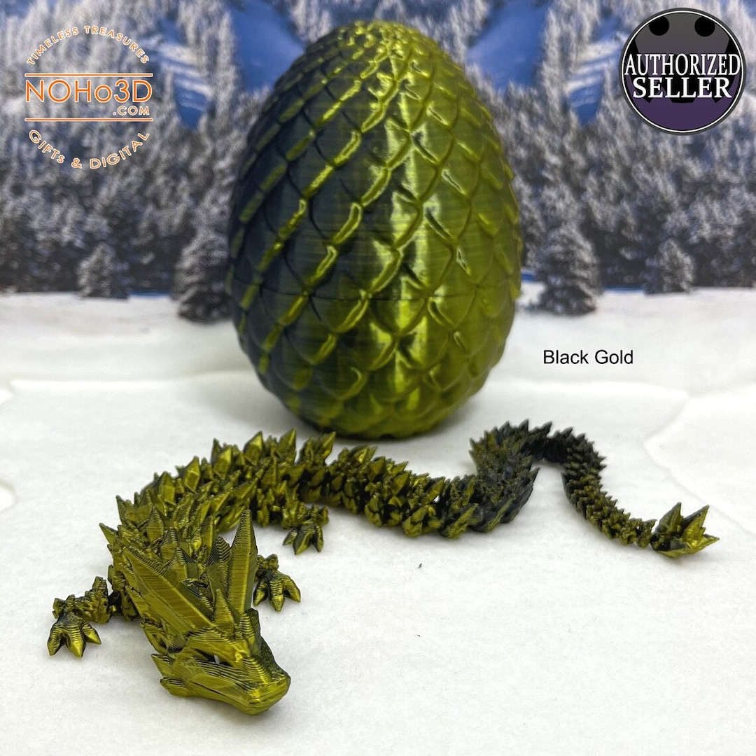 3D Printed Crystal Dragon and Dragon Egg Articulated Adult Crystal ...