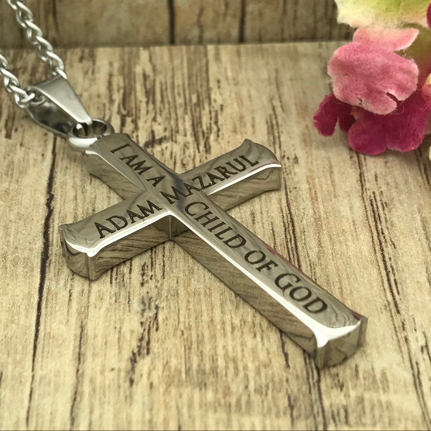 I Am a Child of God Personalize Cross Necklace Initial Cross | Etsy