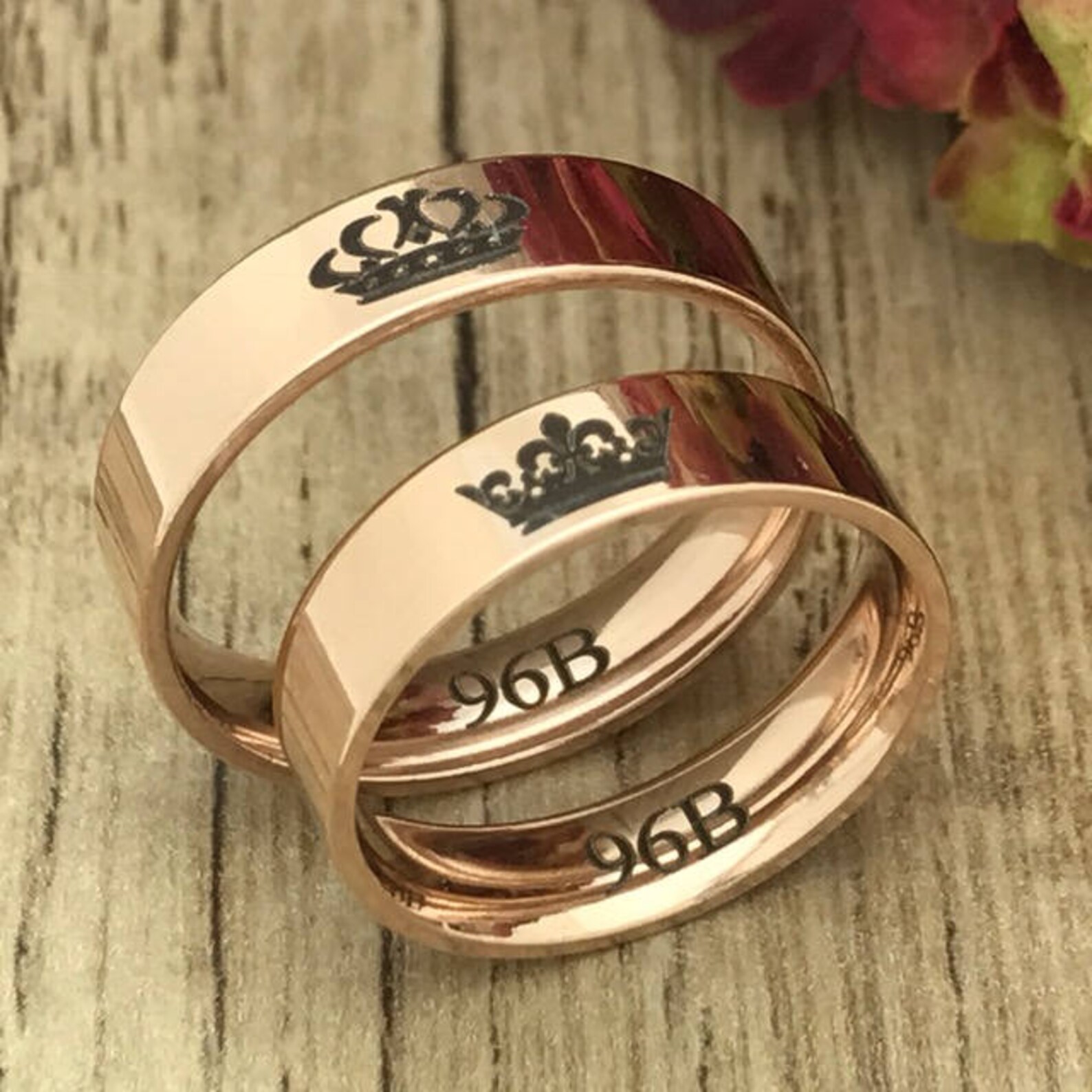 5mm King & Queen Rings Crown Rings His and Hers Personalize - Etsy