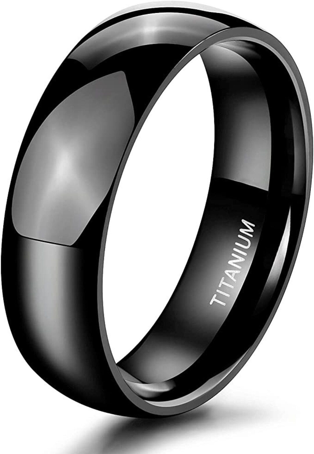 6mm Black Titanium Ring, Personalized Engrave Black Plated Titanium ...