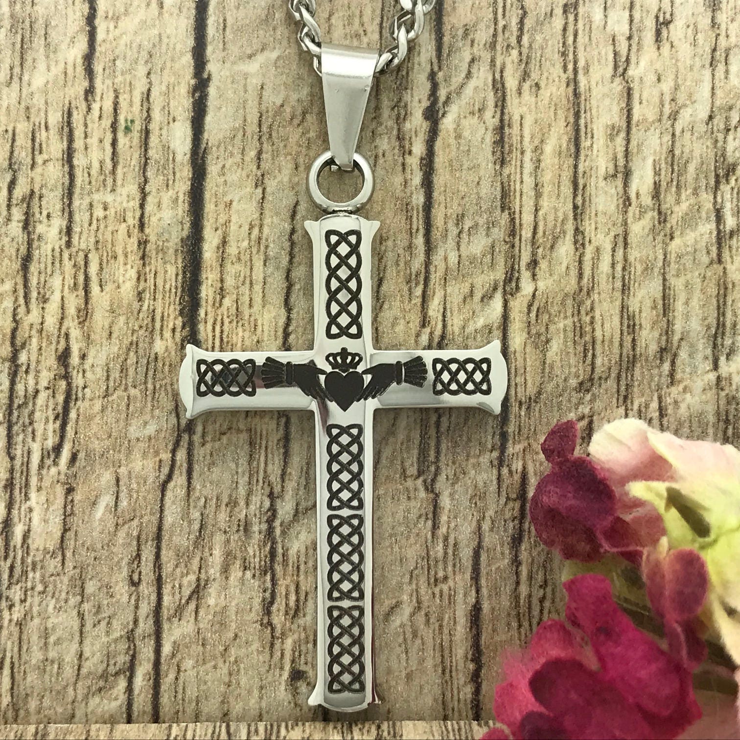 Celtic Claddagh Cross Necklace Personalize Cross Necklace - Etsy Singapore