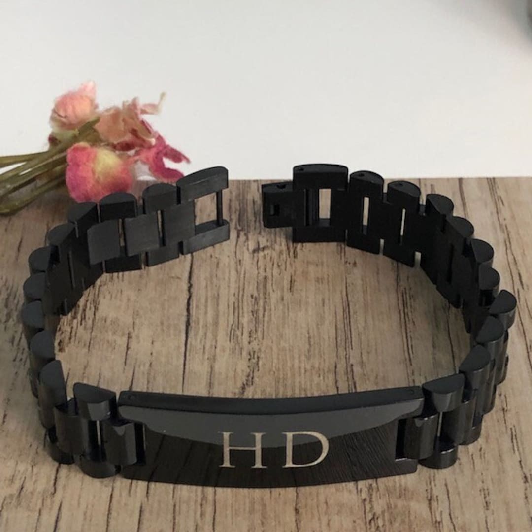 Men's Bracelet Personalized Engraved Designer ID - Etsy