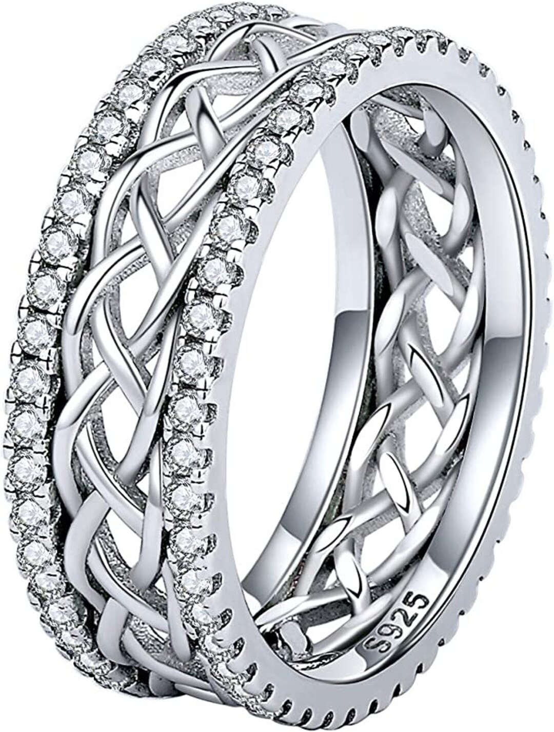 Sterling Silver Wedding Ring Celtic Knot Eternity Love Ring 925 ...