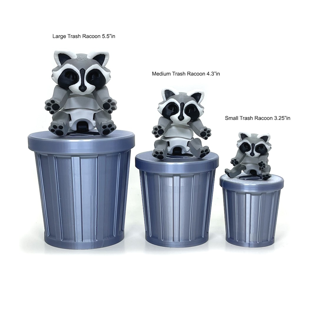 Articulated Racoon With Trash Can, 3D Printed Flexi Racoon, Trashcan ...