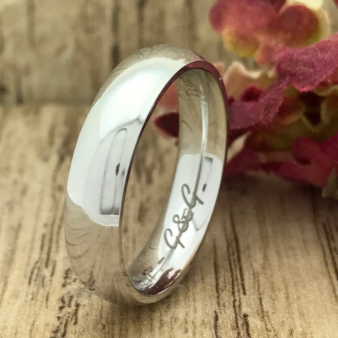 5MM Titanium Wedding Ring, Personalize Custom Engrave White Titanium ...