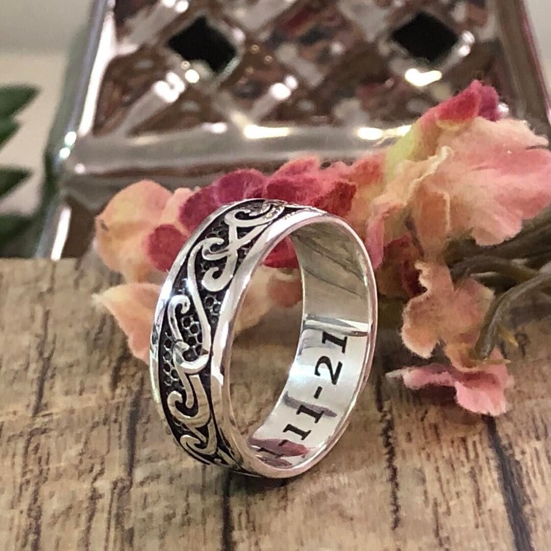 7MM WAVE Ring Personalize Custom Engrave Sterling Silver - Etsy