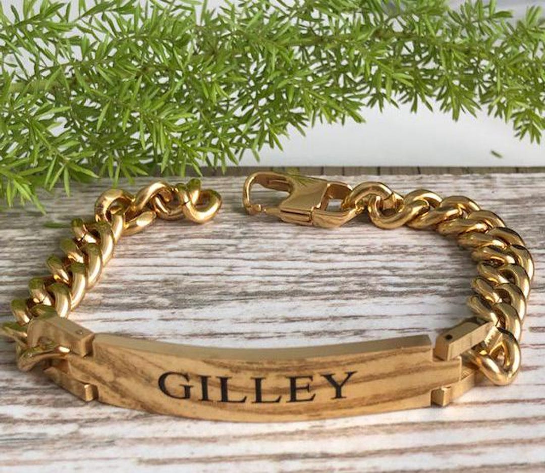 Personalized ID Bracelet Custom Engraved ID Bracelet Stainless Steel ID ...