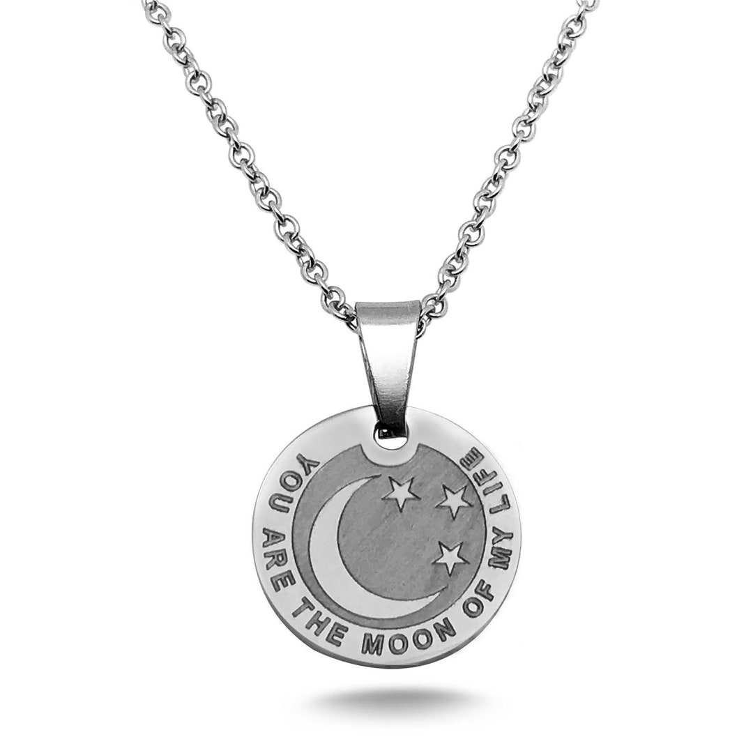 Moon and Stars Necklace, Personalize Engrave You Are the Moon of My ...
