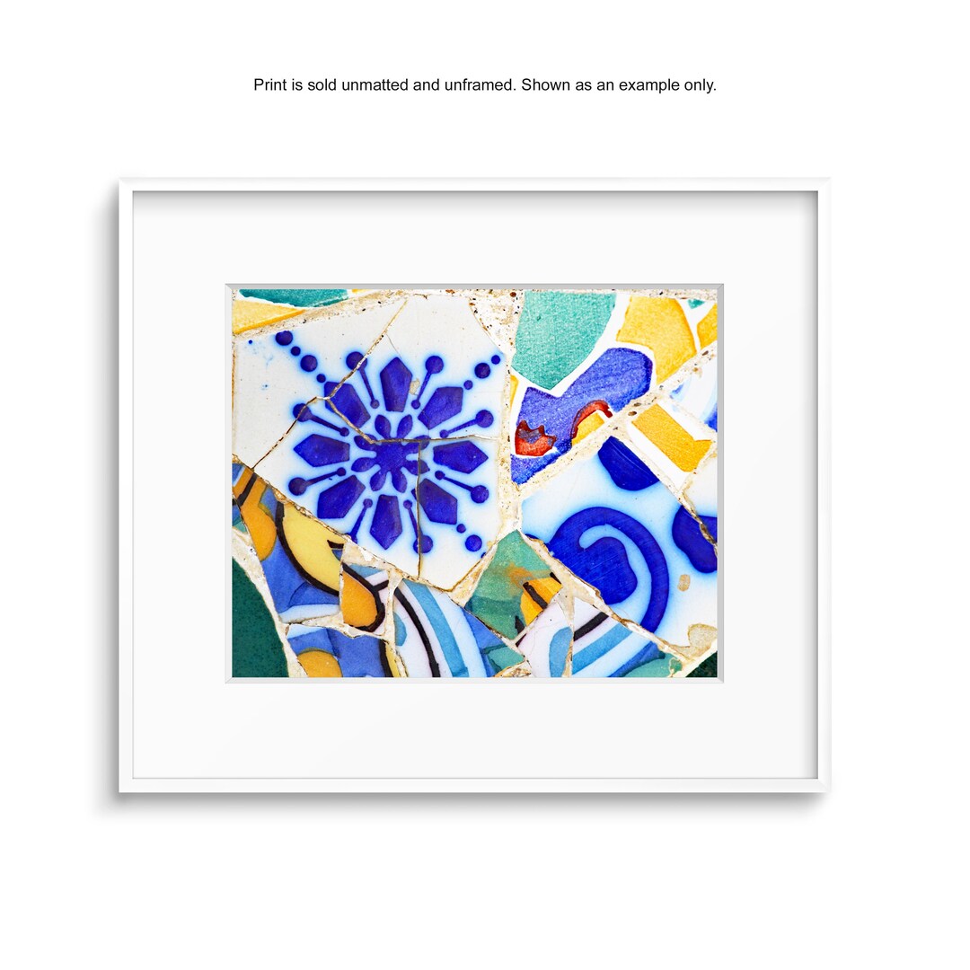 Spanish Tile Print Mosaic Multi Colour Blue Barcelona - Etsy
