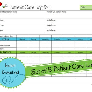 Weekly in Home Patient Care Log - Elderly Home Care - Patient Care ...