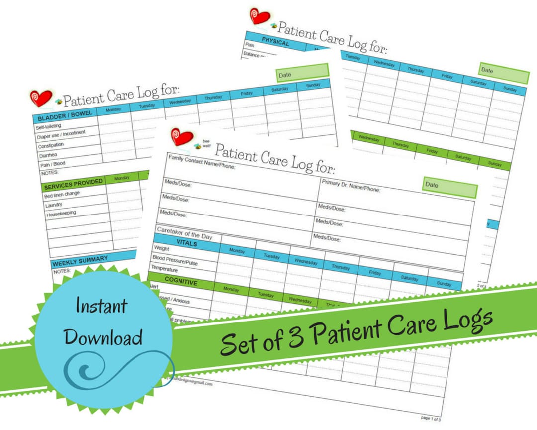 Weekly in Home Patient Care Log - Elderly Home Care - Patient Care ...