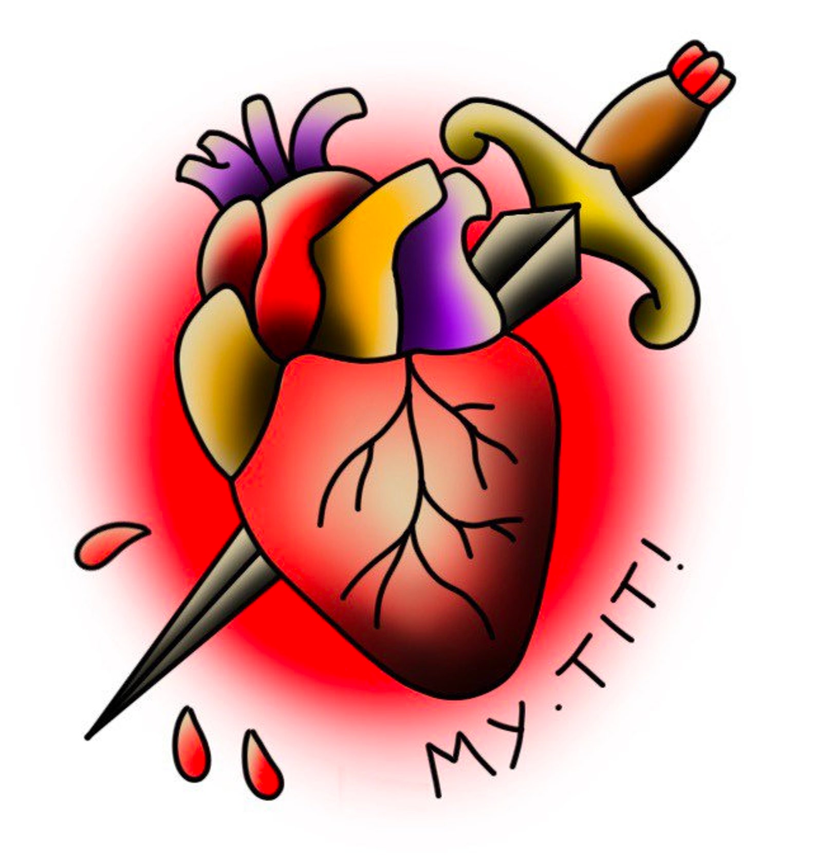 Heart and Dagger Sticker - Etsy