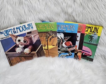 Vintage 1984 Gremlins Stories Full Set 1 - 5 Books and (single) Record ...