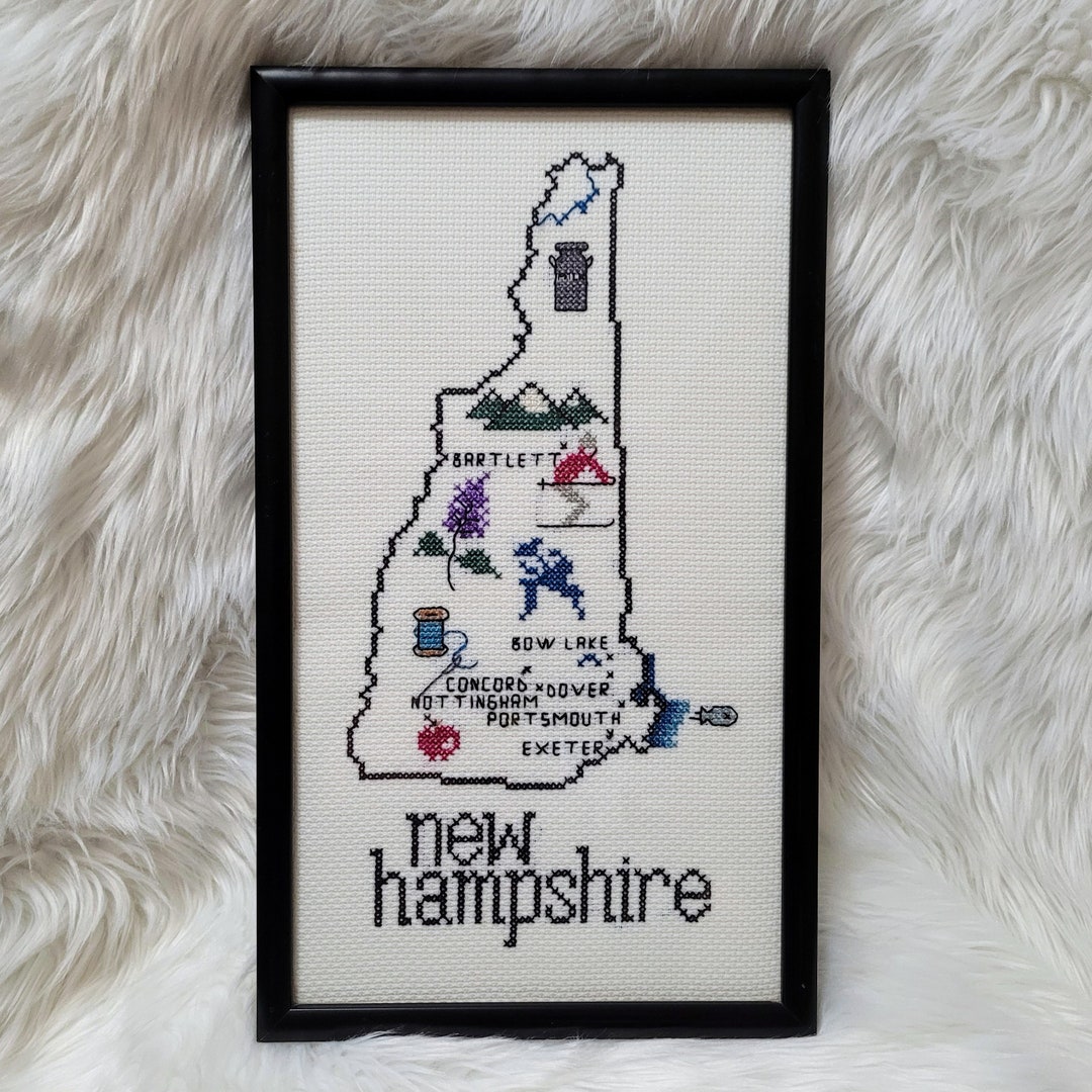 Vintage New Hampshire State Cross Stitch Professionally Framed - Etsy