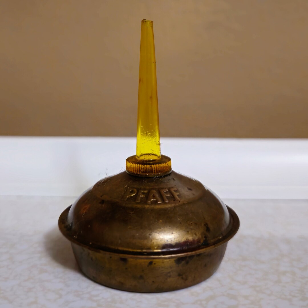 Vintage Pfaff Sewing Machine Brass Refillable Oil Dispenser Pot Sewing ...