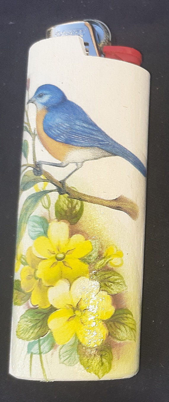 Western Bluebird Wood Lighter Case // Wood Lighter Case | Etsy