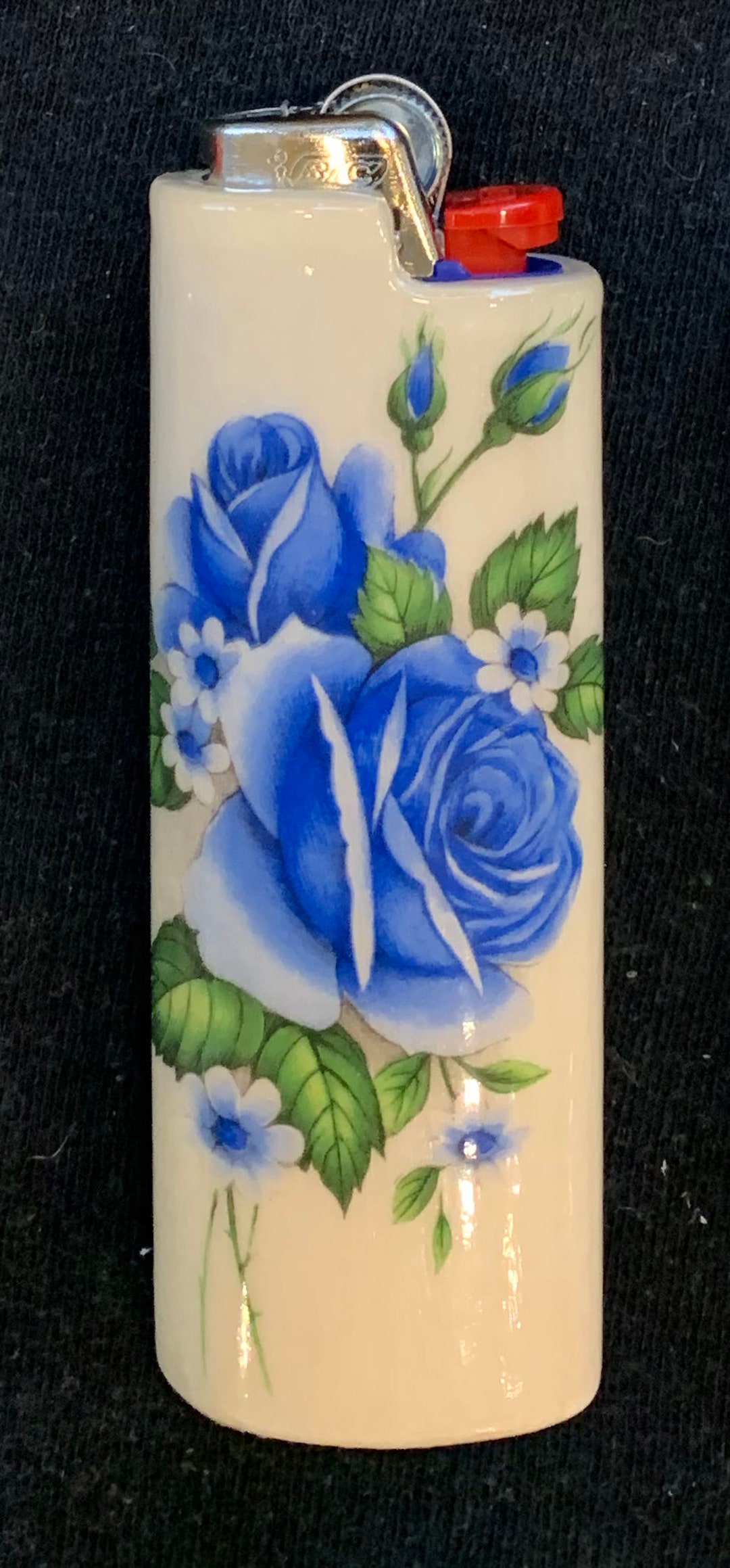 Blue Rose Floral Wood Lighter Case // Wood Lighter Case - Etsy