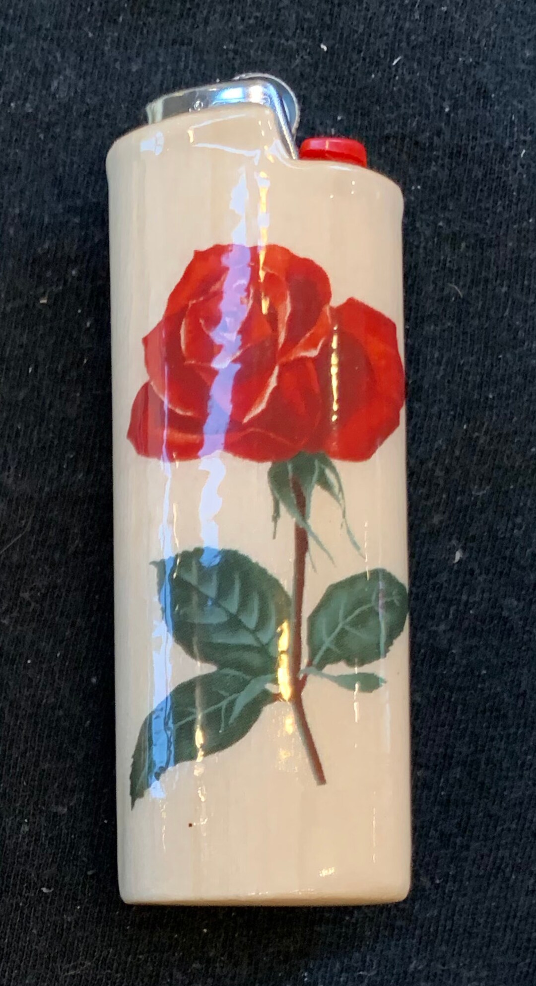 Single Red Rose Wood Lighter Case // Wood Lighter Case - Etsy