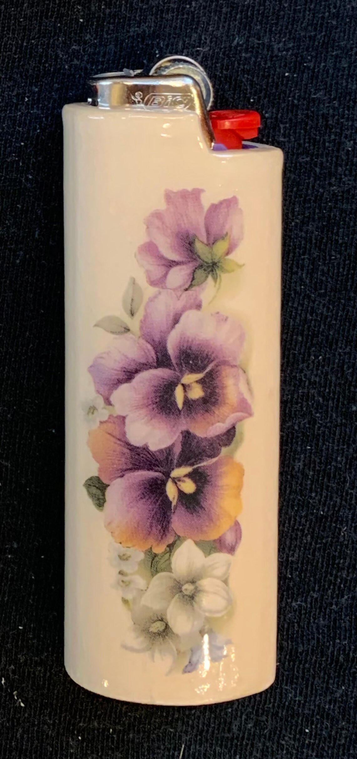 Purple Pansy Floral Wood Lighter Case // Wood Lighter Case - Etsy