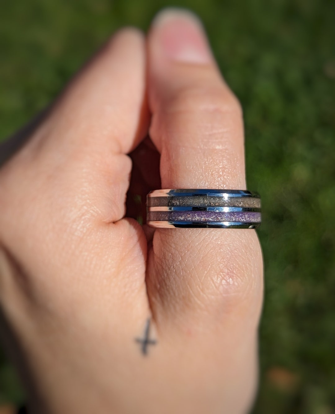 Double Channel Memorial Ring, Pet Ashes Ring, Pet Loss, Cremation Ring ...