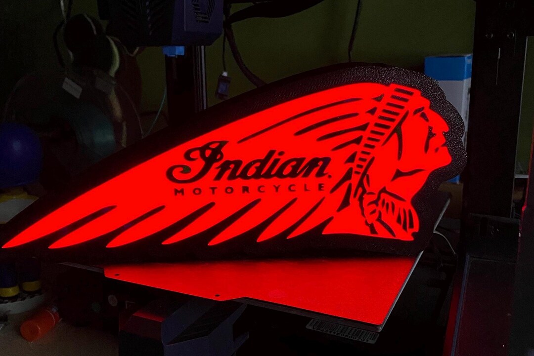 Indian Motorcycle Led Light Sign Box App and Remote Controlled Man Cave ...