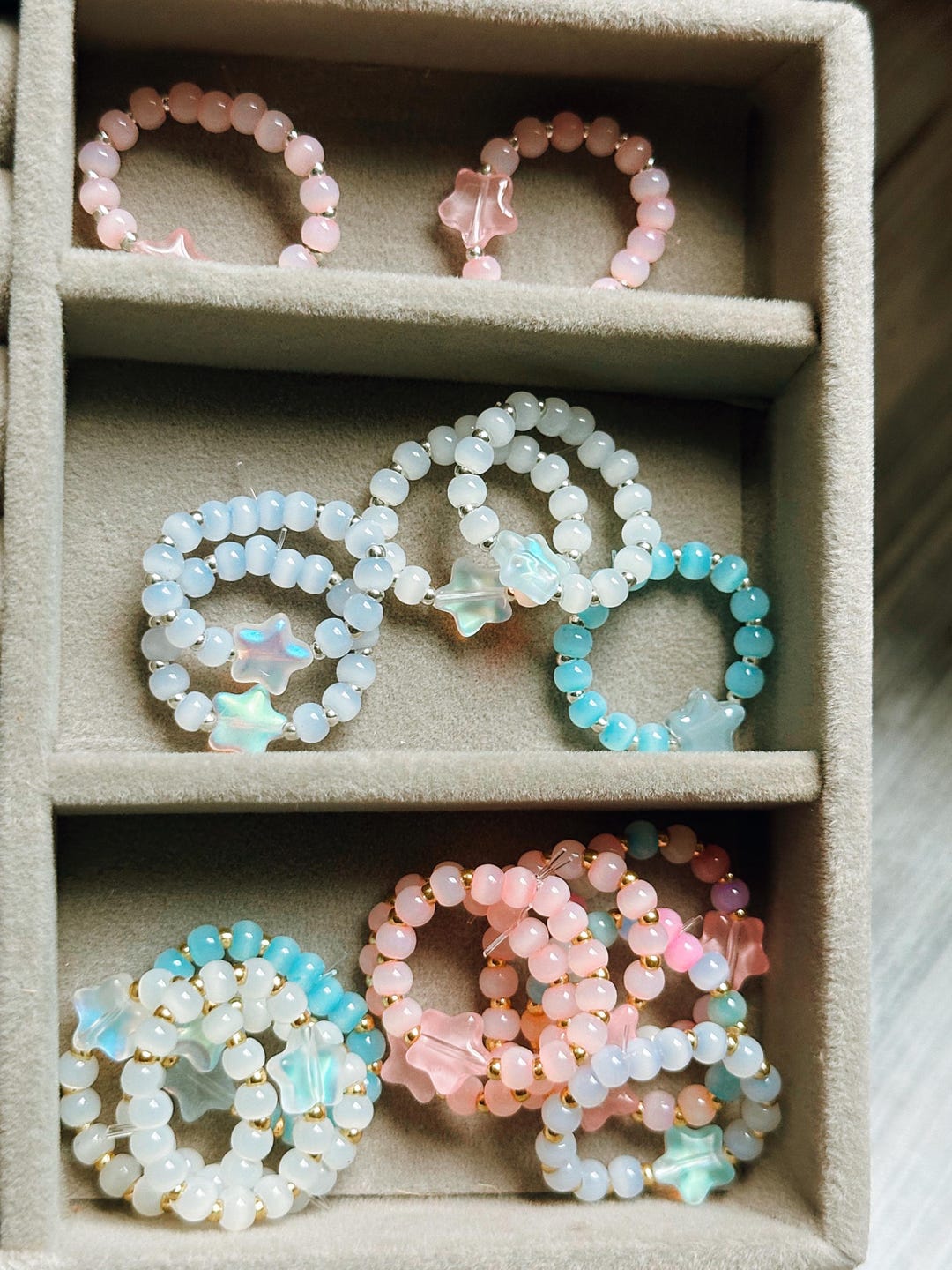 Star Beaded Rings, Stacking Rings, Beaded Rings, Stretchy Jewelry ...