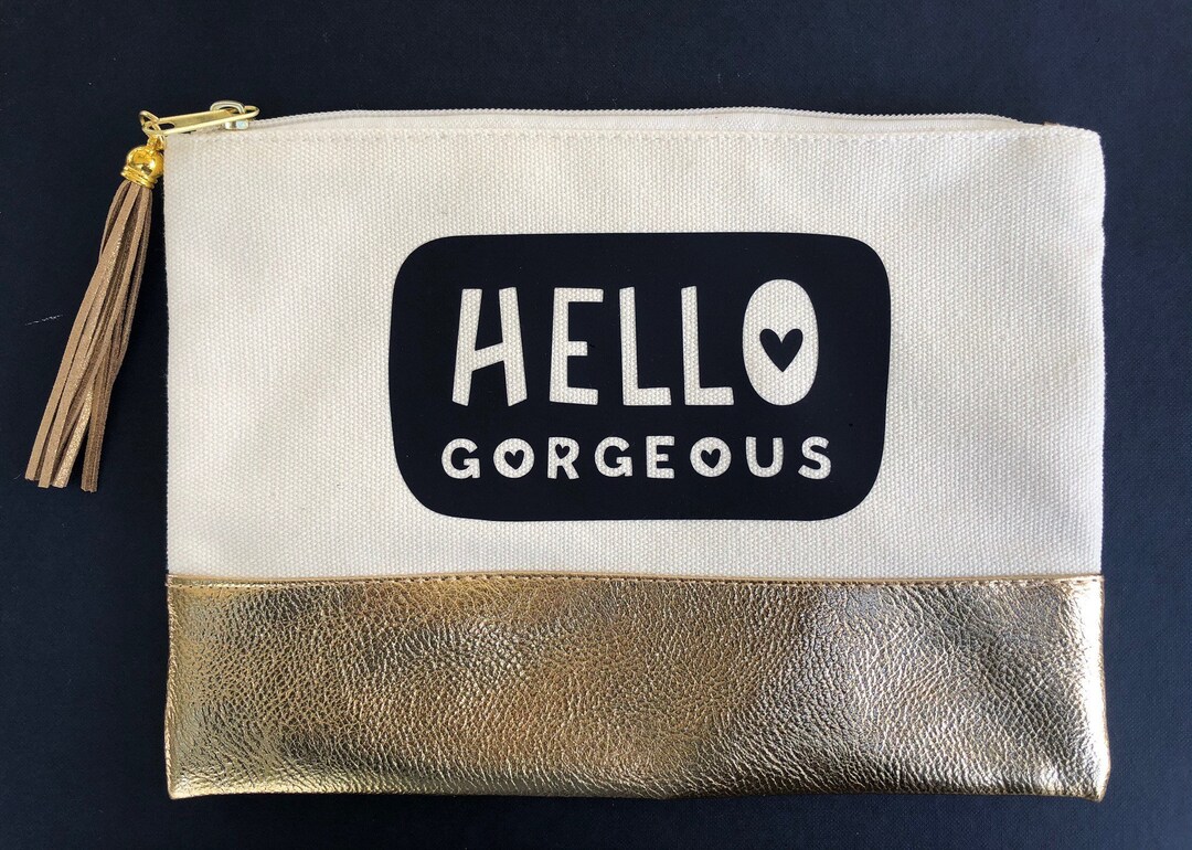 Gold & Navy “hello Gorgeous” Pouch - Etsy