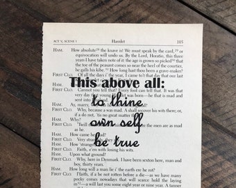 William Shakespeare Print, This Above All, to Thine Own Self Be True ...