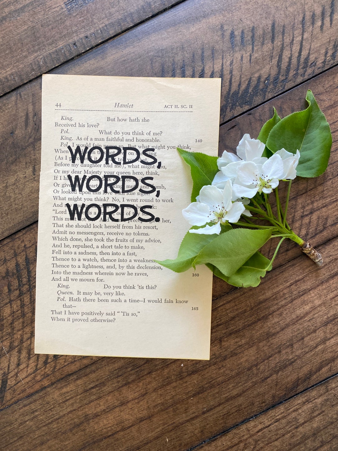 Hamlet Upcycled Quote Art: Words, Words, Words - Etsy Canada