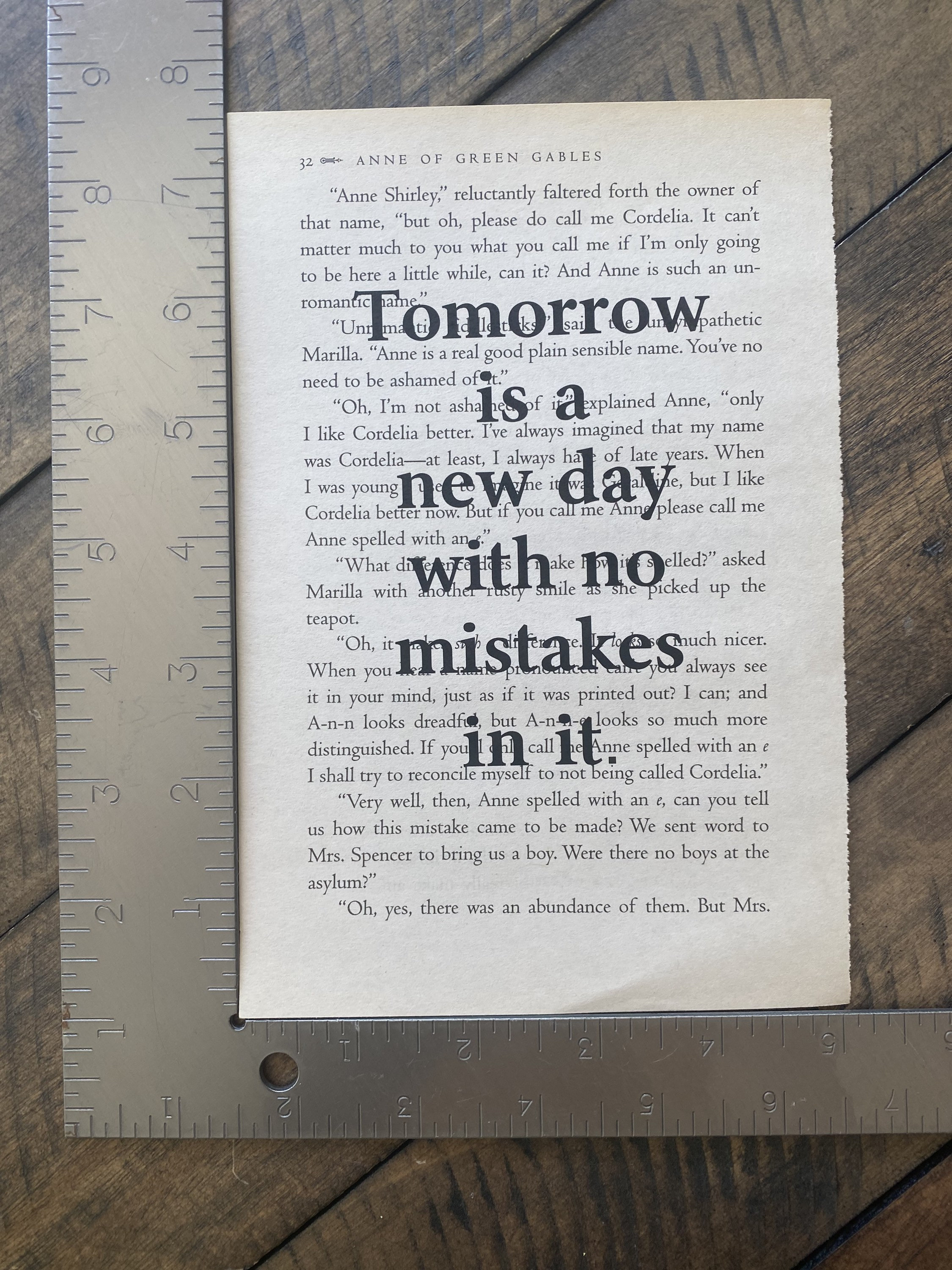 Anne of Green Gables Book Quote Print: Tomorrow is a New Day With No ...