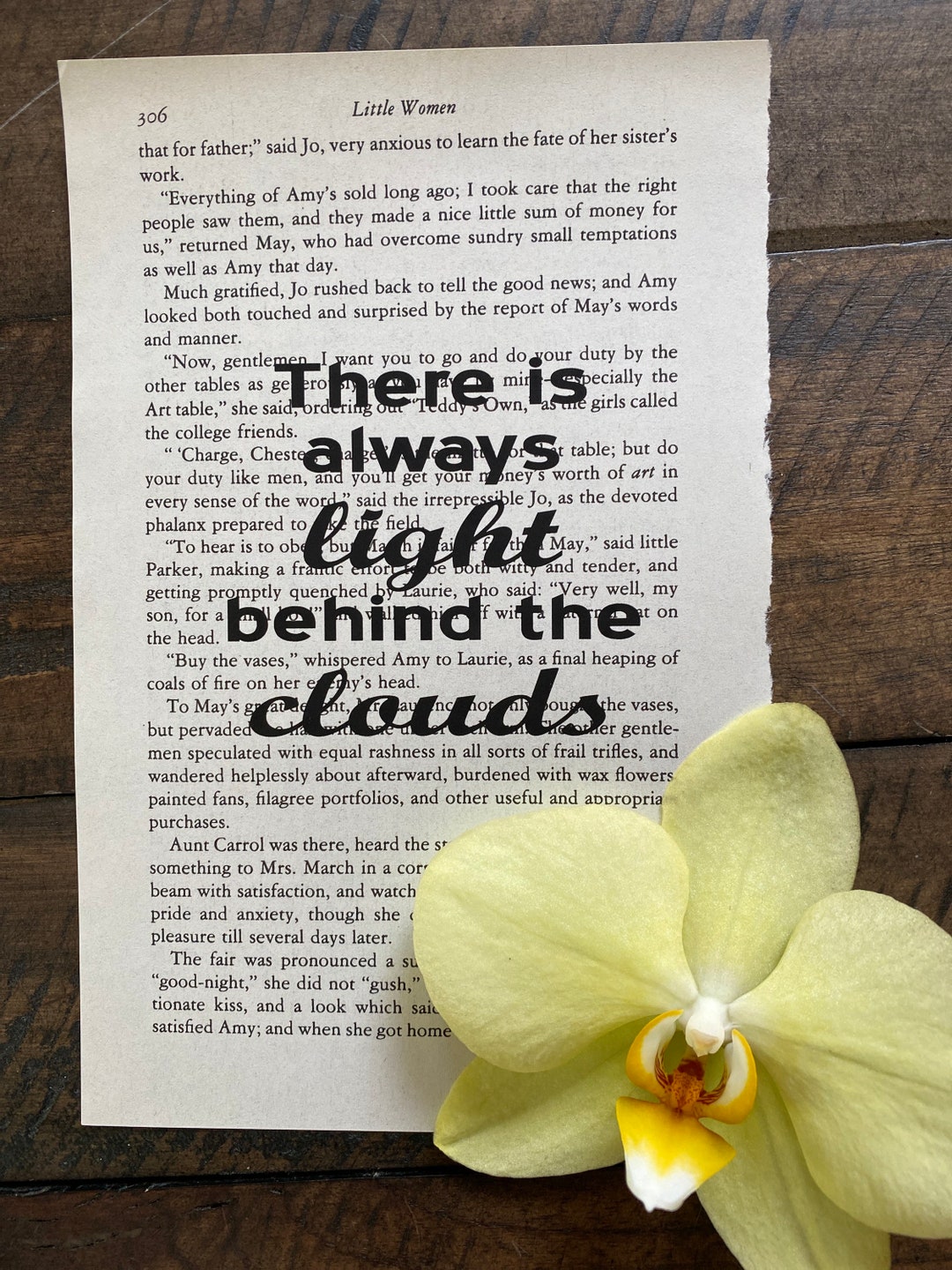 Little Women Book Quote Art: There is Always Light Behind the Clouds - Etsy