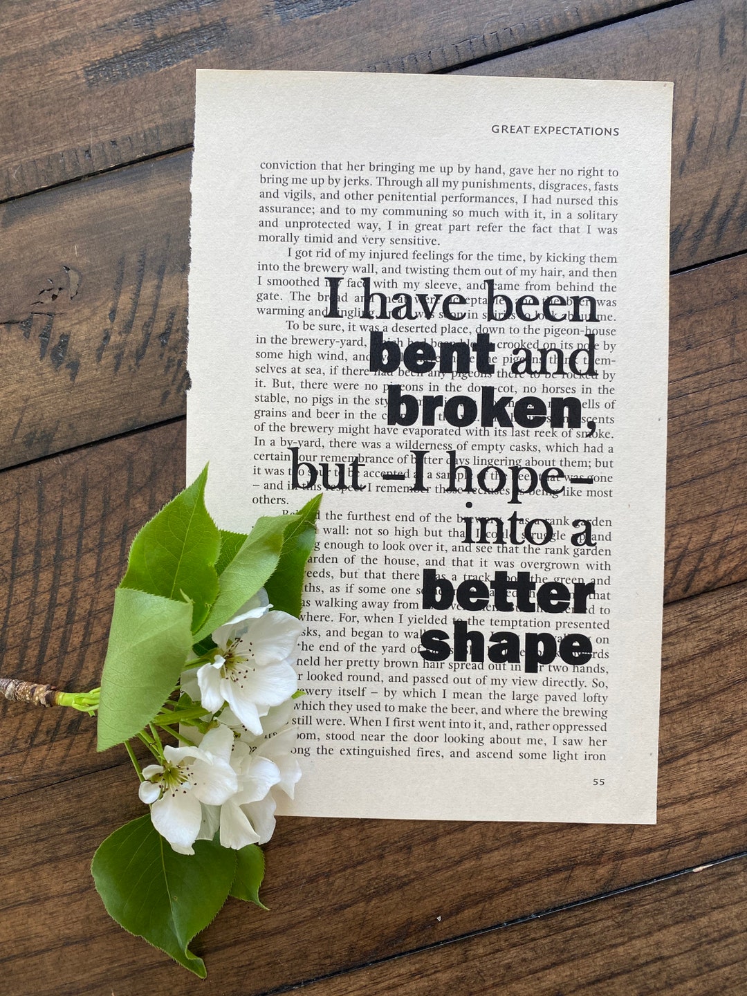 Great Expectations Book Quote Art Print: I Have Been Bent and Broken ...
