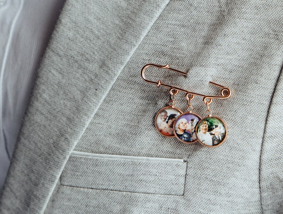 Rose Gold Custom Photo Boutonniere Lapel Pin, Personalized Gift for ...