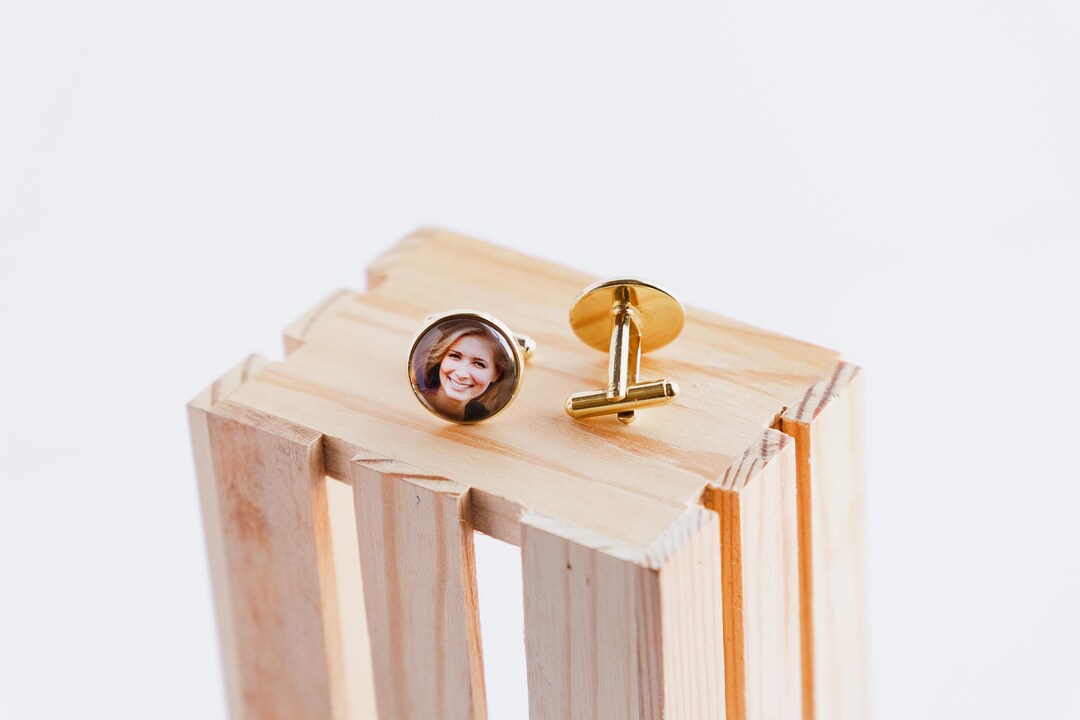 Custom Photo Cufflinks in Gold, Personalized Picture Cuff Links ...