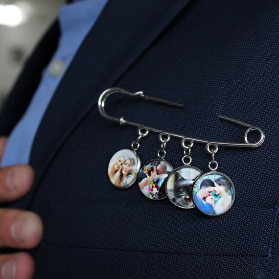 Photo Lapel Pin Wedding Boutonniere Pin Custom Picture Lapel - Etsy